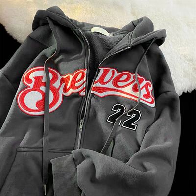 ersized Hoodies Female Y2k Casual Zipper Jacket Coat Clothes