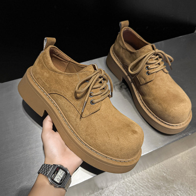 2025新款复古大头翻毛皮德比鞋男