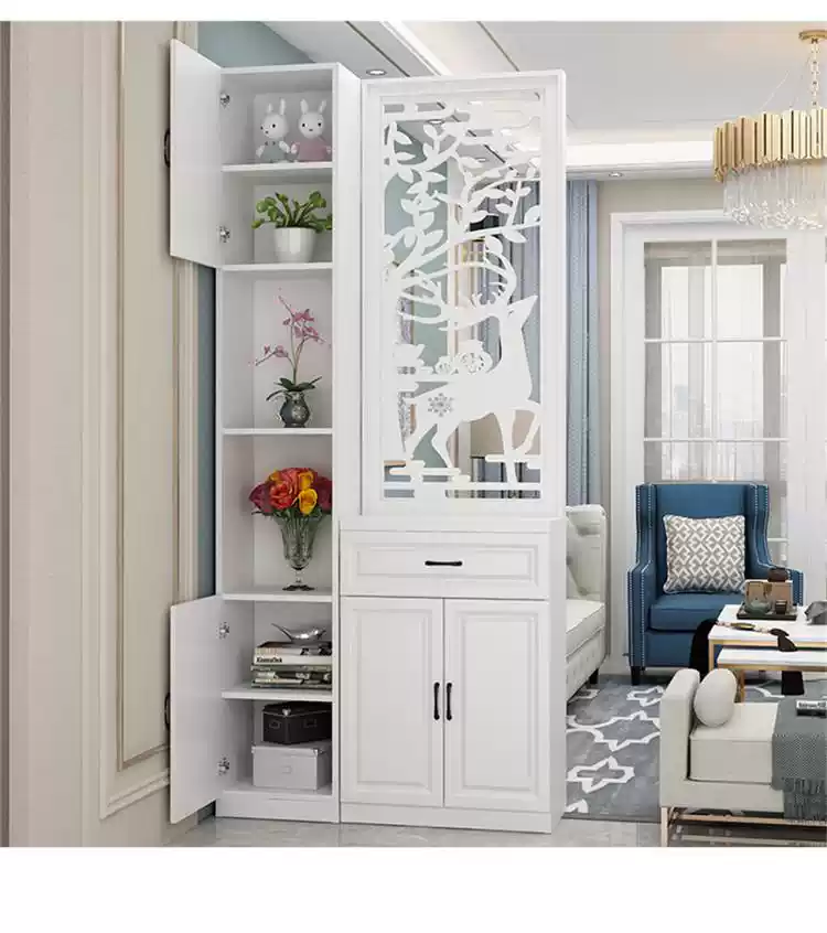 新中式玄关柜简约现代卧室实木隔断客厅屏风入户镂空进门红轻奢网