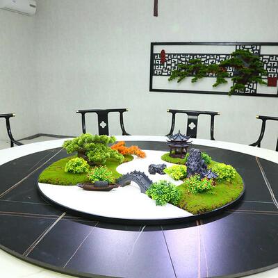 新式餐桌DOH摆件沙盘圆中心桌景观装饰店大圆中桌中酒间转盘桌芯
