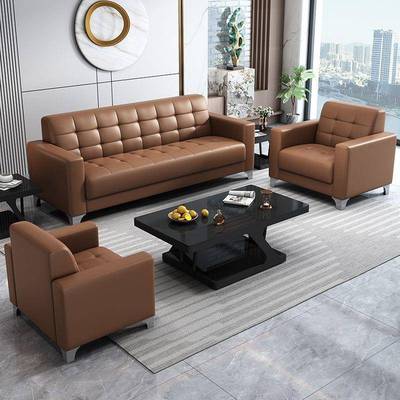 办公沙现代简KYZ约新款三人位办室公会客接商务小型发时尚茶待几