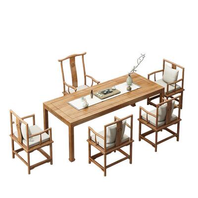 洽中式实木茶桌办公室会客谈新椅泡茶桌家用客厅功夫茶桌SHR椅组