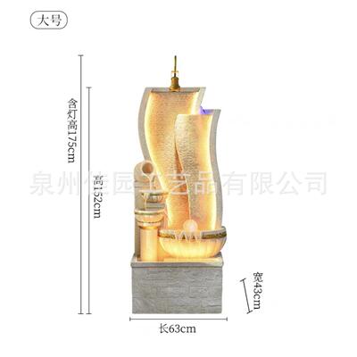 树脂艺品工喷泉摆230418水件客流厅玄关招财室内一帆风顺循环水落