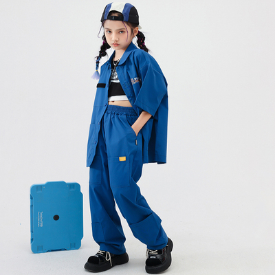 速发街舞少儿嘻孩表走服六一演出服哈演秀服装爵士服男孩工装裤套