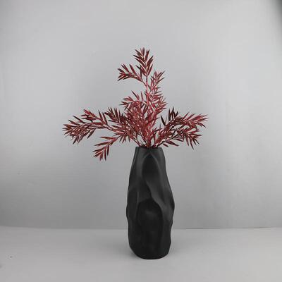 客现代简黑色异形褶皱花器摆件样板房酒店居厅TGY装饰摆约家件工