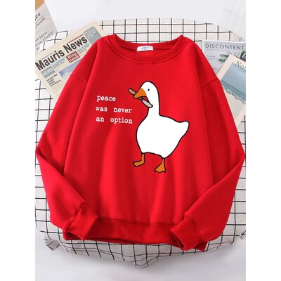 Duck print round neck long sleeved sweatshir印花圆领长袖卫衣