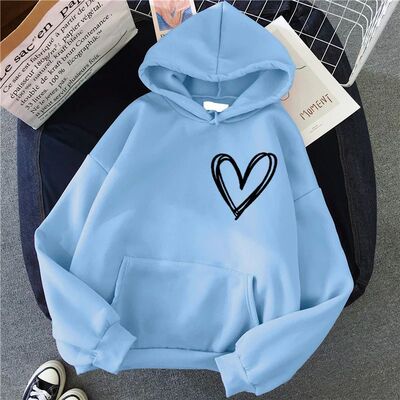 Loose long sleeved hooded fleece sweatshirt 长袖连帽加绒卫衣