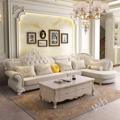 P欧1式沙发转角组合客大小雯户型简实木欧雕LKN花可拆洗科技布沙