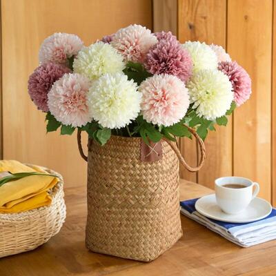 仿蒲桌公英绣球花乒乓菊假花MYF-1840绢家花客厅餐插花装饰居真花