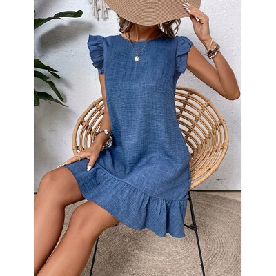 背心裙荷叶边无袖连衣裙Tanktop skirt ruffled sleeveless dress
