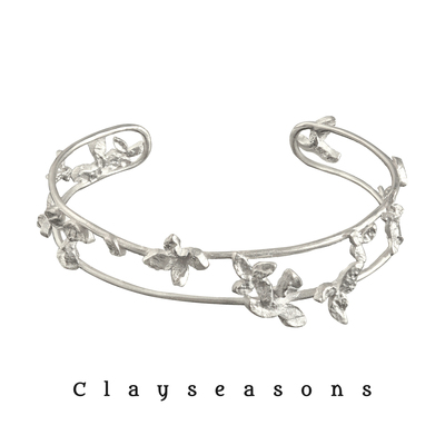 Clayseasons双层丁香开口手镯 原创设计肌理手工精致重工度假风