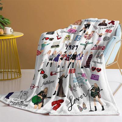 速发Fashion+Girl+Blanket+Printed+Throw+Blanket+Plush+Fluffy+