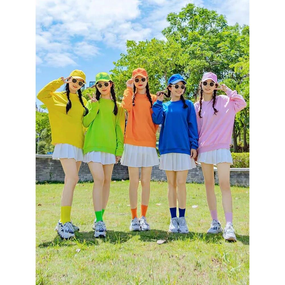 采购产品糖果色中小学生运动衫,活力舞服,运动服装,啦啦队服,