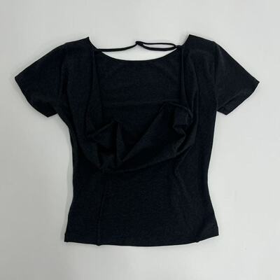 广州红姐 店主实拍 正确版* Sunlit 光束露背短袖 黑色 深灰色