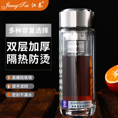 双层玻璃杯小巧加厚男士水杯商用车载便携防爆耐高温高硼硅泡茶杯