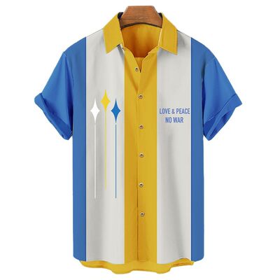 3D digital printed short sleeved shirt3D数码印花短袖休闲衬衫