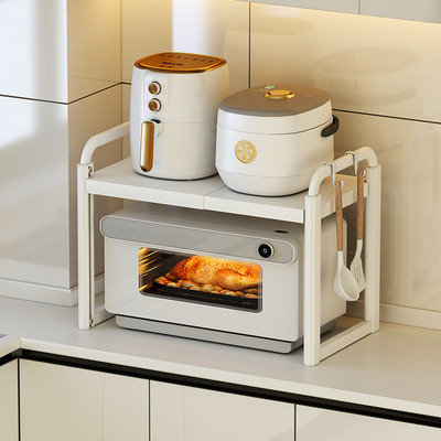 速发架款厨房微波炉置物新台缩放电电锅一体可伸面烤箱架子收纳层