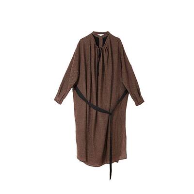 柯罗芭春秋专柜同款棕色条纹绑带长款连衣裙  LY4474(BUN) ￥4790