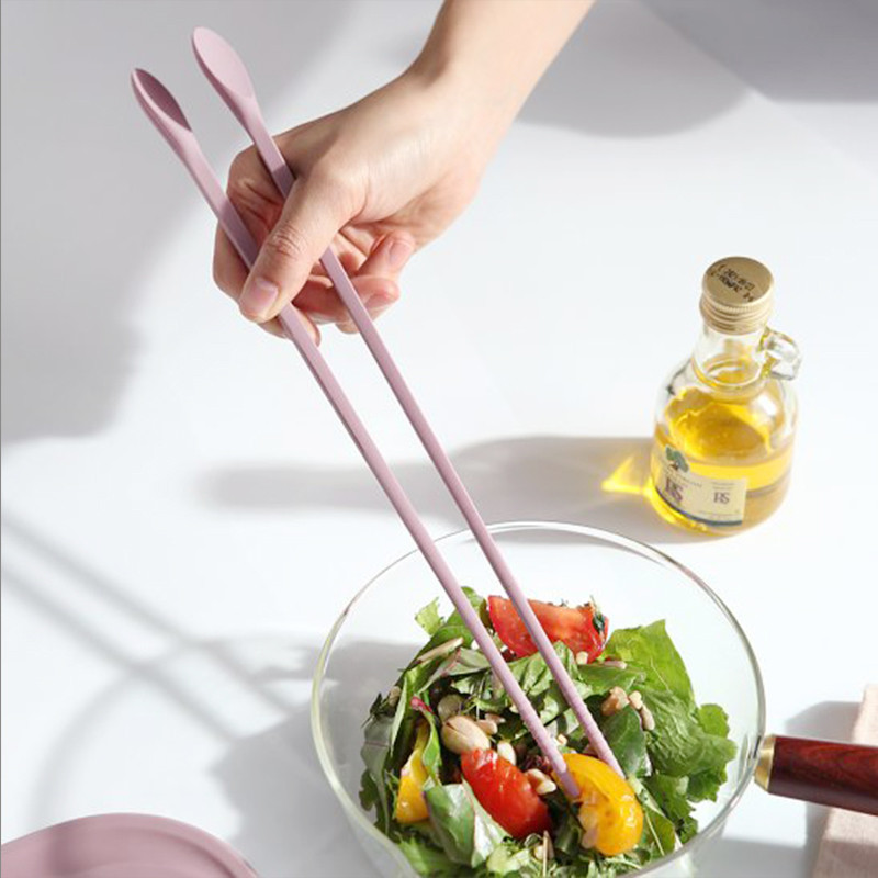 食级硅胶加长筷子耐高温防滑防烫厨房炒菜油炸火锅筷家用二合一