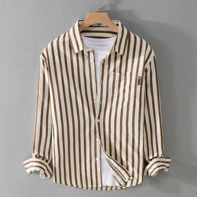 Casual long sleeved striped loose shirt 休闲长袖条纹宽松衬衫