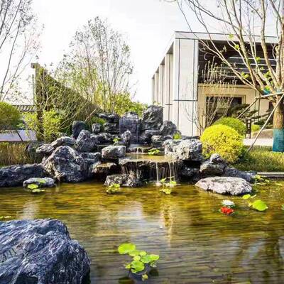 黑山山石矿草坪缀00021河点道驳岸石园林造景工程假山流水