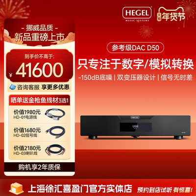 HEGEL/黑格尔 D50 DAC解码器渡鸦HIFI功放参考级D/A转换器
