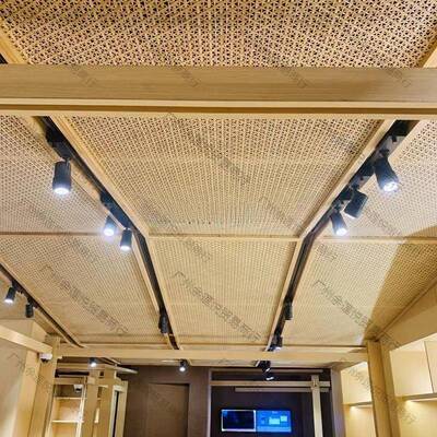 手工空竹编断网镂修席民宿餐厅茶室天花吊顶装屏风BLO隔装饰