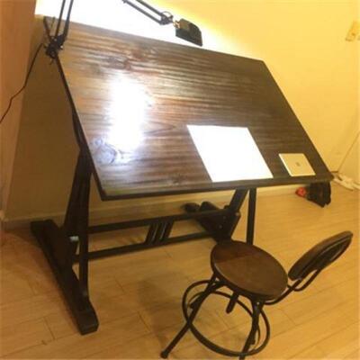 手美式书画画台书法网红计师台桌子画架实木设工作绘画桌工SN3763