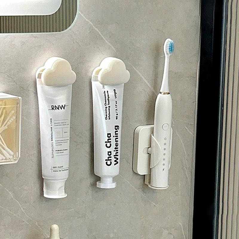 ins云朵牙膏置物架简约挤牙膏器壁挂I免打孔卫生间洗面奶收纳夹子