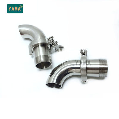 90度单卡弯头丝扣外螺纹接头304不锈钢卡箍扣卫生级快装非标弯管