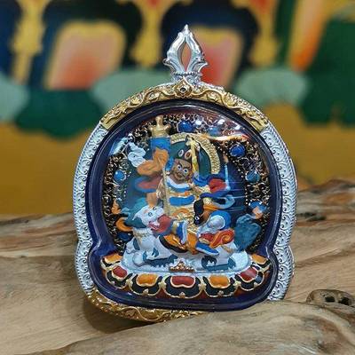 西藏矿物质彩绘擦擦佛像嘎乌盒吊坠本命佛财宝天随身唐卡小佛像