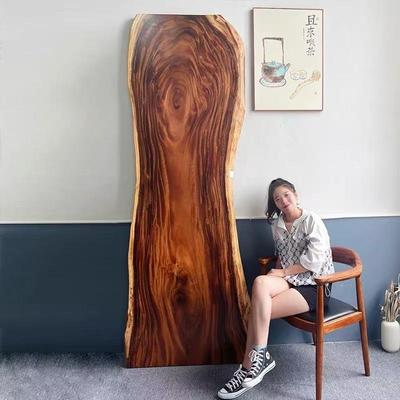 茶南美胡实木大板ret桌原木老板办公桌木雨木大板桌面茶台茶桃板