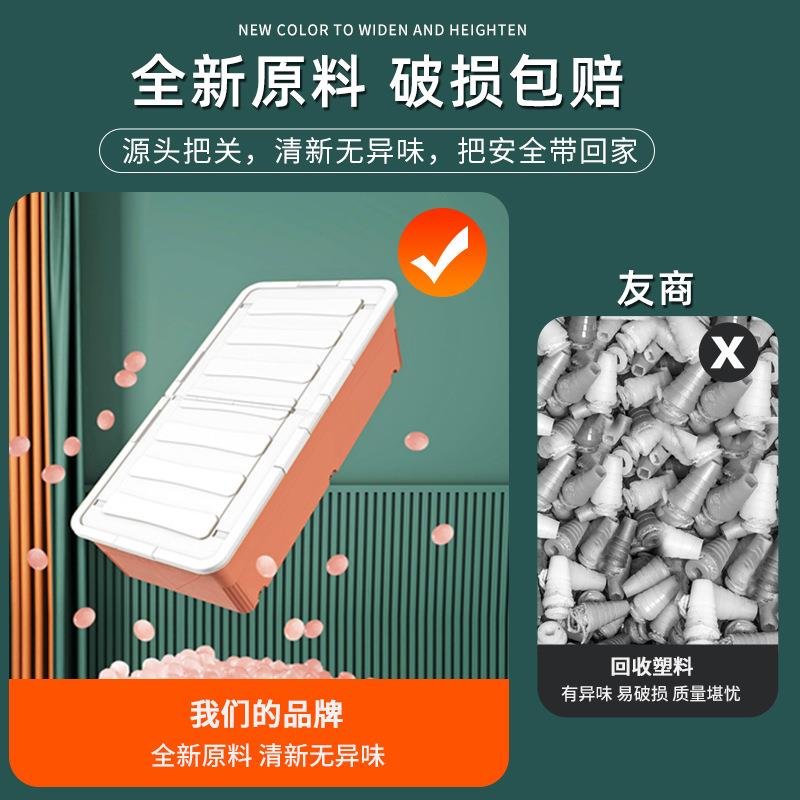 床纳底收带1801滑轮扁平整理箱抽屉式家用衣箱服储放床下收纳物盒