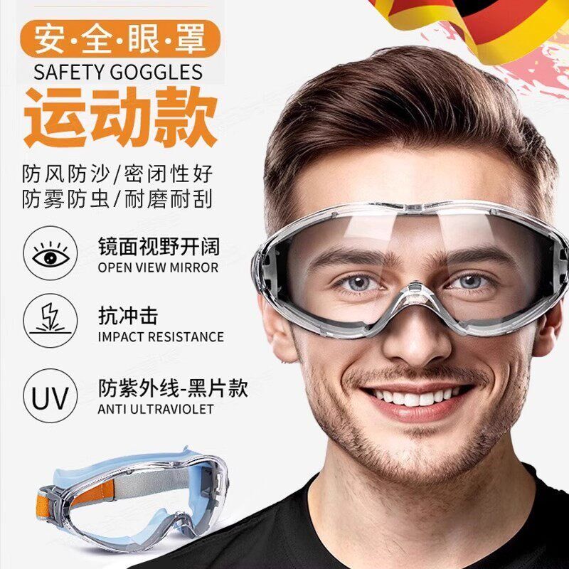 德国护目镜防灰尘不起q雾骑车可戴眼镜防风劳保防飞溅防虫防沙防
