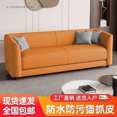 猫爪皮沙简约人轻奢小户型客厅IAS寓出租公屋理发店双三人便捷发