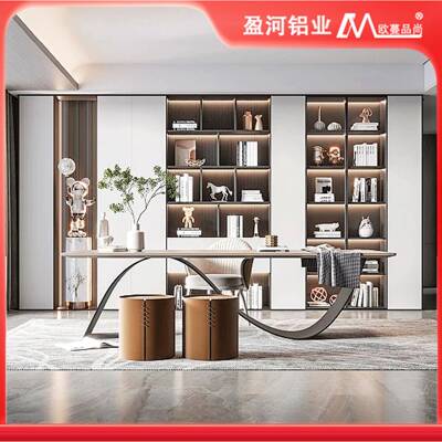 全屋储装现代约铝合金书柜简2354满墙到顶一体组合多功能整收纳物