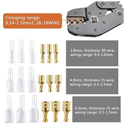 150PcsW母卷铲曲端子套件配8b卷曲器工4具0.14-1UYP.5mm26-16AG卷