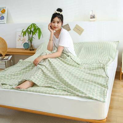 全棉行携睡袋出差游纯棉睡旅袋火车卧铺单人旅隔脏便式睡袋被JWG