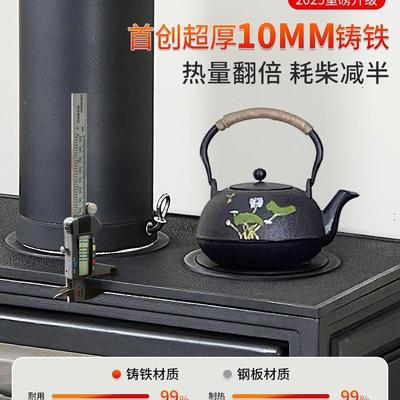 壁炉真火柴取暖炉铸铁木燃木柴火炉民火宿别墅室内可壁FBR做饭真