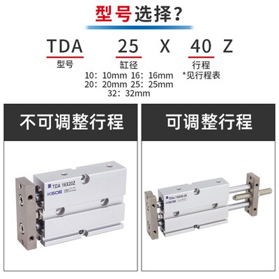 双轴双杆气缸小型气动大推力TN/TDA10x20*2530I16x50sx32*75X100-