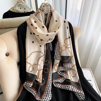 180*90cm Luxury Brand Women Scarf Summer Silk Shawl Lady Wra