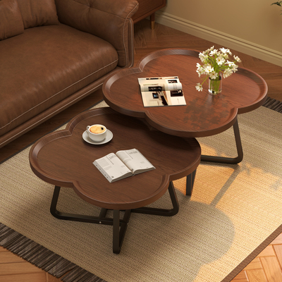 速发茶几客厅家用2户24新款极简意桃木小0型桌子创胡圆形休闲台茶