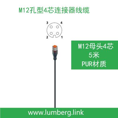 德国隆堡u连mberg接器l线缆M12孔型4芯单母头5R4-22线缆R4-M225/5