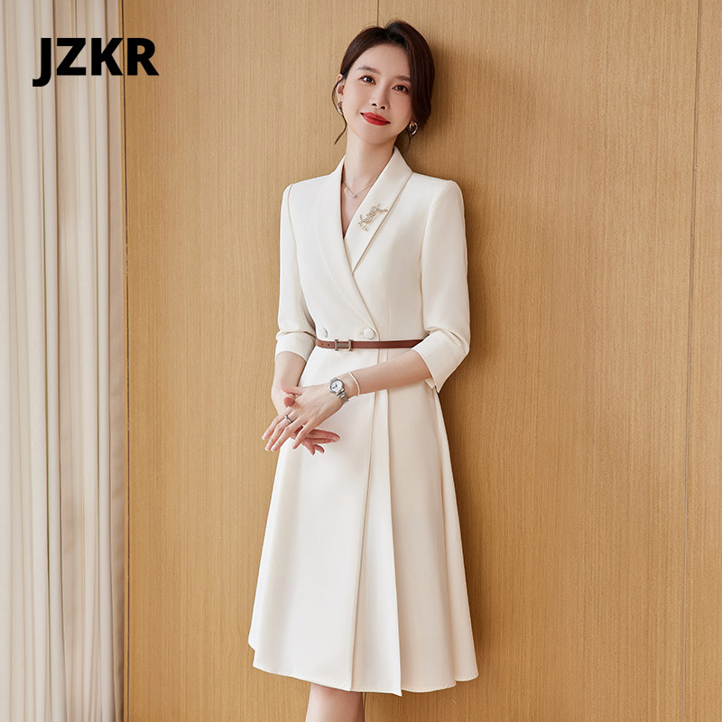 职业洋装女2025新款夏季轻奢气质优雅工装裙商务工作服腰带裙子
