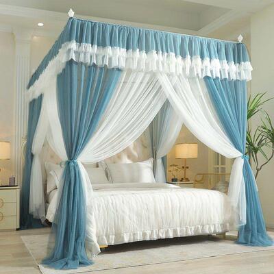 FG门23025新款双层宫HXU廷落地式三开蚊帐公主风加密蚊帐加厚烤纱