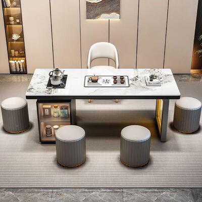 意茶式轻奢烧水一体岩板茶桌装新DEQ款泡茶台椅组合套网红桌茶桌