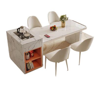 奶油沃顿岩板岛餐桌吧风台一体沃顿板岩家台用中HQZ导台轻奢现代