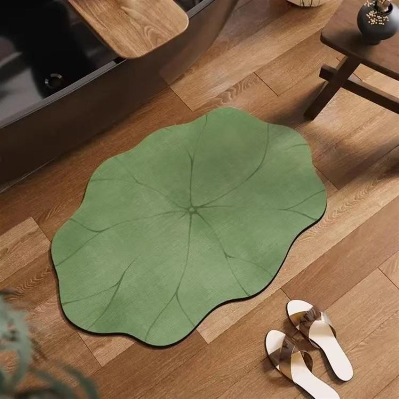 荷叶浴室卫生间地垫中式美学硅藻泥吸水脚垫厕所门口防滑异形门垫