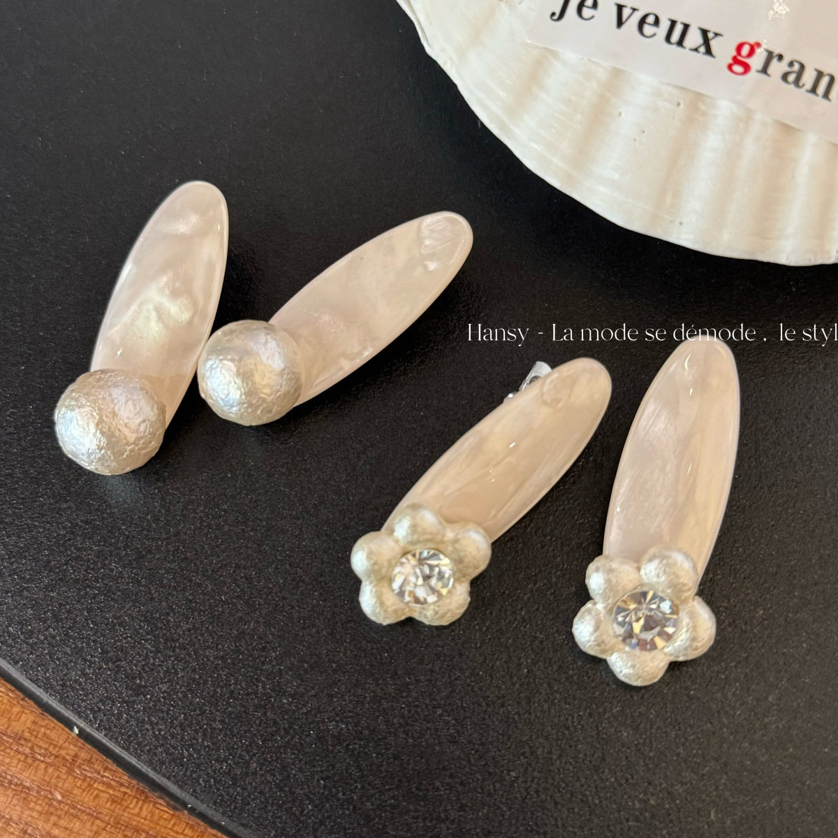 韩系花朵发夹高级感精致醋酸夹子夹头发鸭嘴夹小号碎发卡子发饰女