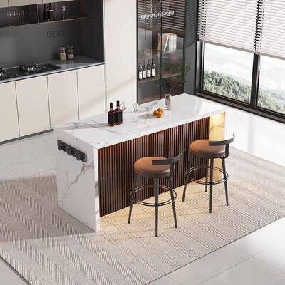 岛奢岩板厅家用隔断大客理石吧台餐桌岛台一体厨房45654646开放式